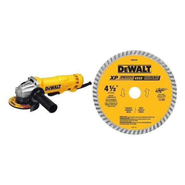 【商品名】 DEWALT アングルグラインダー、4.5インチ、11アンペア、パドルスイッチ（DWE402）＆ダイヤモンドブレード、乾式または湿式切断、連続リム、7/8インチアーバー、4-1/2インチ（DW4701）付き DEWALT Ang...