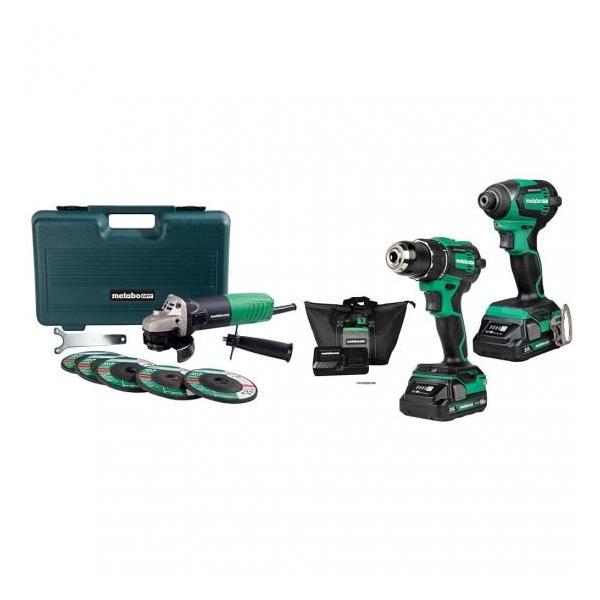 【商品名】 Metabo HPT アングルグラインダー 4-1/2インチ G12SR4 + Metabo HPT 18V マルチボルト コードレス ブラシレス ドライバー ドリル &amp; インパクトドライバー コンボキット KC18DE...