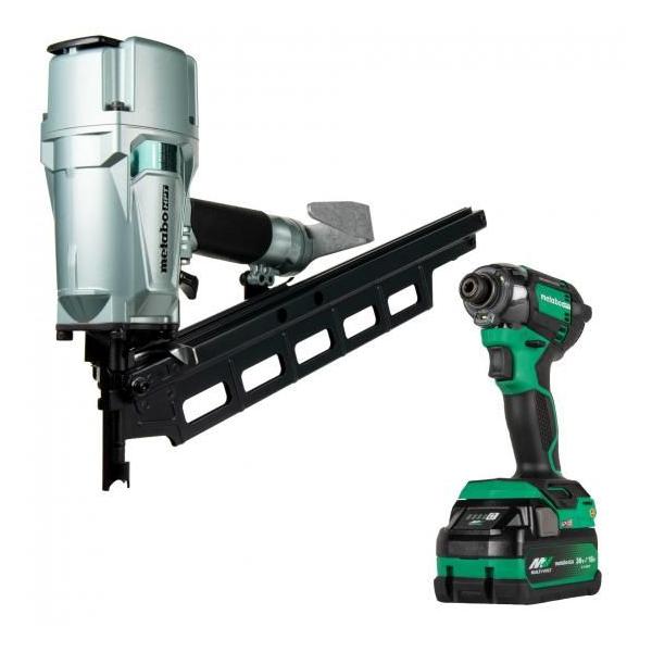 【商品名】 Metabo HPT 空気圧式フレーミングネイラー + 18V インパクトドライバー プロバンドルキット、3-1/4インチフレーミングネイラー、ボーナス18Vトリプルハンマーインパクトドライバーキット付き、KNR83A5(S) ...