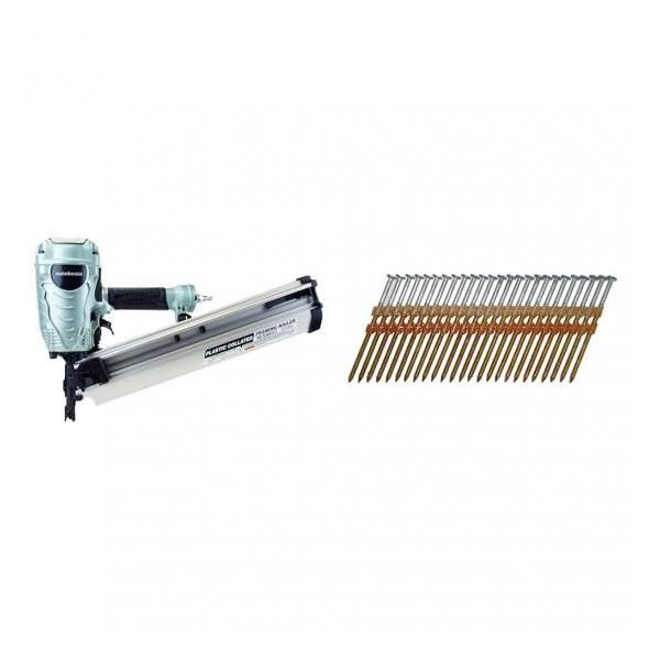 【商品名】 Metabo HPTフレーミングネイラーセット | NR90AES1 + Metabo HPTフレーミングネイル | 2インチ x 0.113 | 21度 | フルラウンドヘッド | 熱間亜鉛メッキ | リングシャンク | 1,...