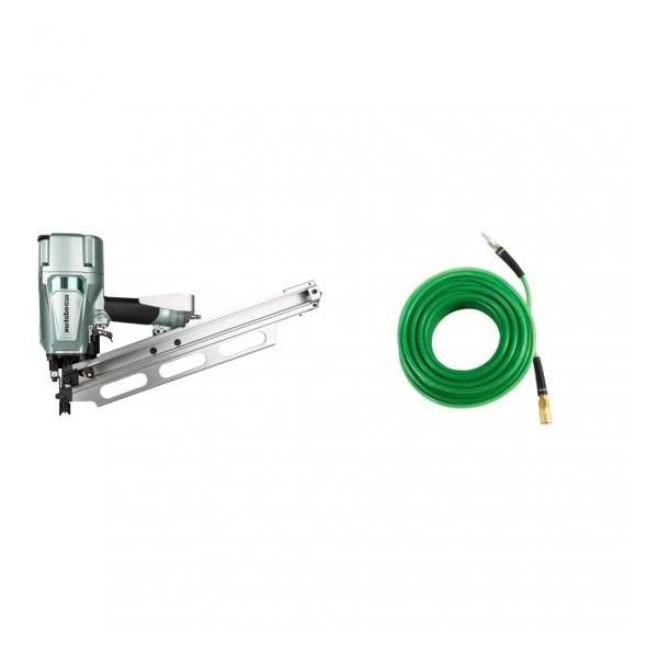 【商品名】 Metabo HPTフレーミングネイラーセット | 高級アルミマガジン | NR83A5(Y) + Metabo HPTエアホース | 115156M Bundle of Metabo HPT Framing Nailer | ...