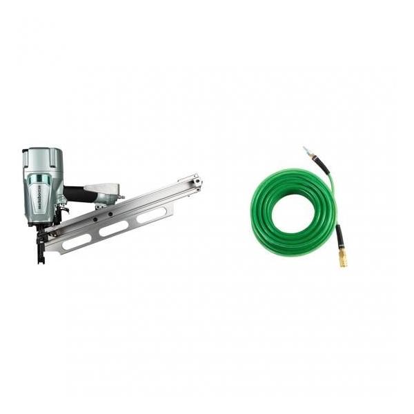 【商品名】 Metabo HPTフレーミングネイラーセット | NR83A5(S1) + Metabo HPTエアホース | 1/4インチ x 100フィート | 115156M Bundle of Metabo HPT Framing N...
