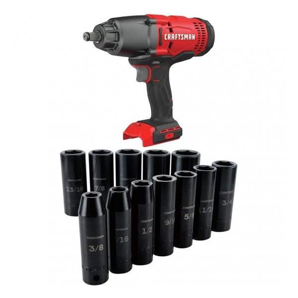 【商品名】 CRAFTSMAN V20 コードレスインパクトレンチ、工具のみ、ディープインパクトソケットセット付き、SAE、1/2インチ、12ピース (CMCF900B &amp; CMMT15886) CRAFTSMAN V20 Cord...