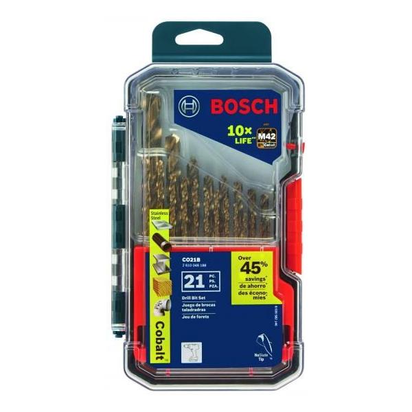 【商品名】 BOSCH CO21B 21ピースアソートセット（ケース付き）コバルトM42金属ドリルビット（3フラットシャンク付き）ステンレス鋼、鋳鉄、チタン、薄板金属、アルミニウムの穴あけ用途向け BOSCH CO21B 21-Piece ...