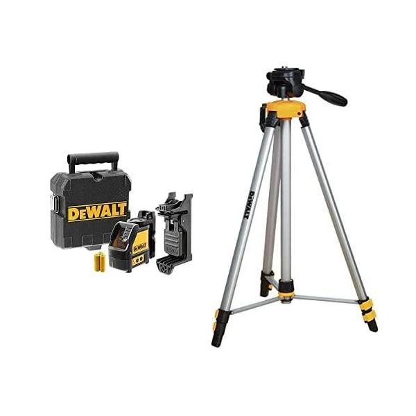 【商品名】 DEWALT ラインレーザー、セルフレベリング、クロスライン、レーザー三脚、傾斜ヘッド付き (DW088K &amp; DW881T) DEWALT Line Laser, Self-Leveling, Cross Line w...