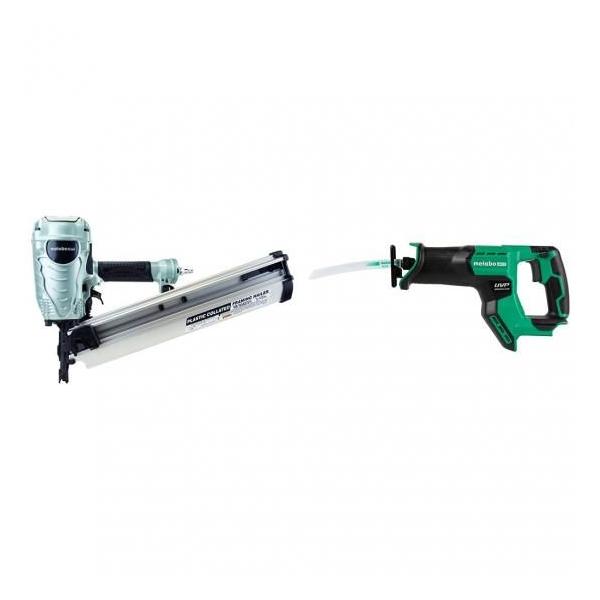 【商品名】 Metabo HPTフレーミングネイラー（NR90AES1）+ Metabo HPTコードレス18V MultiVoltコンパクトレシプロソーのセット | ツールのみ - バッテリーなし（CR18DMAQ4） Bundle of...