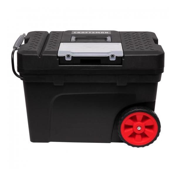 【商品名】 CRAFTSMAN ローリングツールボックス キャスター付き オーガナイザーとトレイ付き 頑丈プラスチック製 ロック可能 15.2インチ (CMST33026) CRAFTSMAN Rolling Tool Box with W...