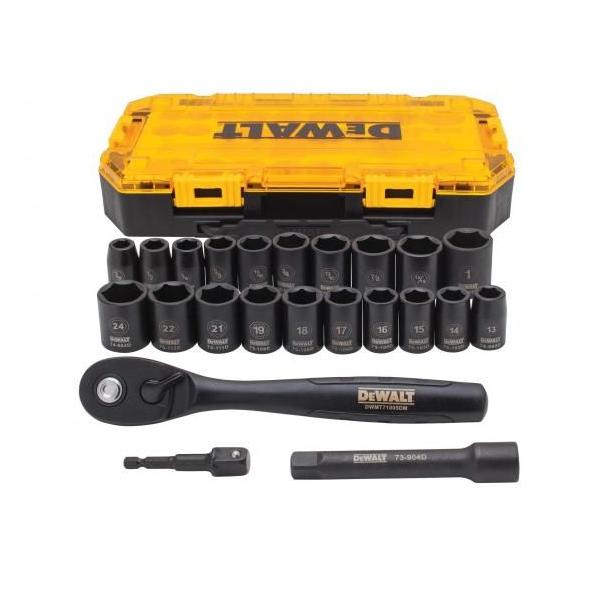 【商品名】 DEWALT インパクトソケットセット（ラチェット付き）、メトリック/SAE、1/2インチドライブ、ケース付き23ピースセット（DWMT74739） DEWALT Impact Socket Set with Ratchet, ...