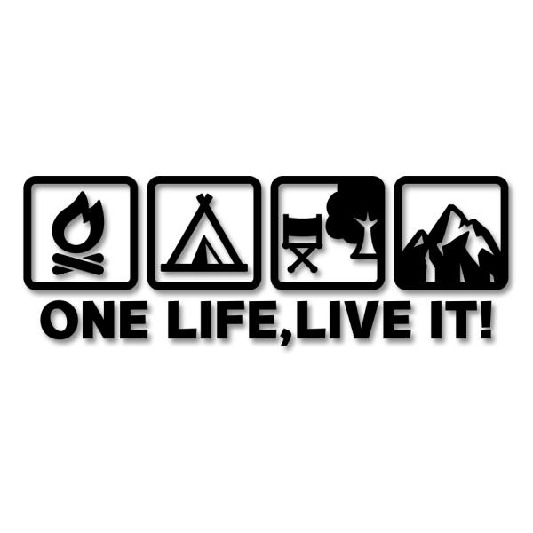 ◇商品について◇キャンプ好きにおすすめのステッカー。One Life, Live it! は一度しかない人生を楽しもうという意味です。絵柄だけが残るタイプのカッティングステッカーです。他とは違うかわいらしいデザインです。贈り物、プレゼントに...