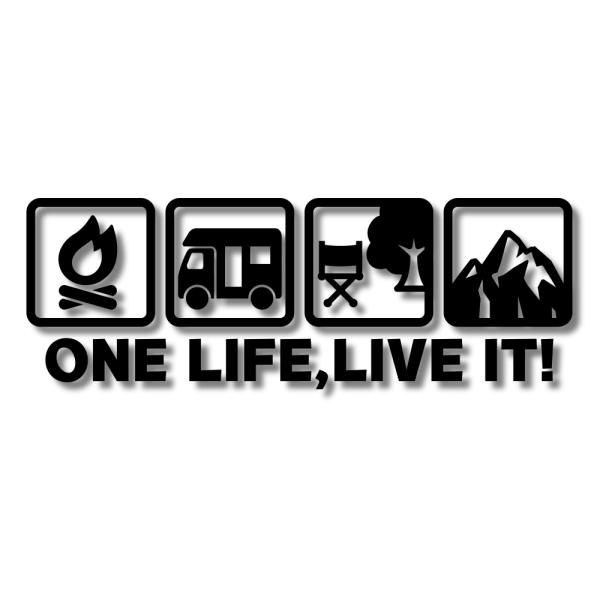 ◇商品について◇キャンプ好きにおすすめのステッカー。One Life, Live it! は一度しかない人生を楽しもうという意味です。絵柄だけが残るタイプのカッティングステッカーです。他とは違うかわいらしいデザインです。贈り物、プレゼントに...