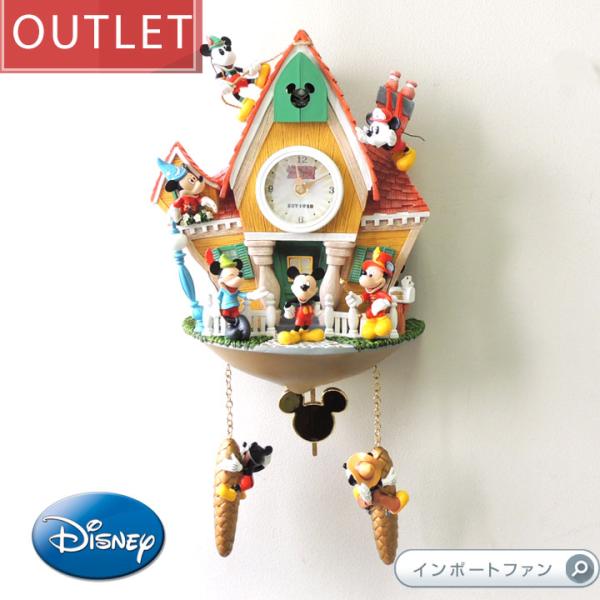 訳あり アウトレット ミッキーマウス 壁時計 鳩時計  ディズニー 122176001 Disney Mickey Mouse Through The Years Wall Clock  ジャンク品 □ 即納