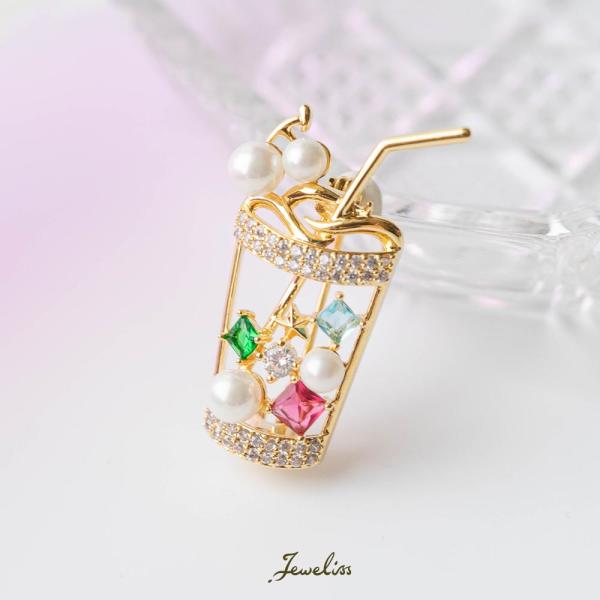 Jeweliss ブローチ Fizzy フィジー カクテル ドリンク クリスタル ジュエリス アクセサリー コサージュ セレモニー ギフト プレゼント   即納
