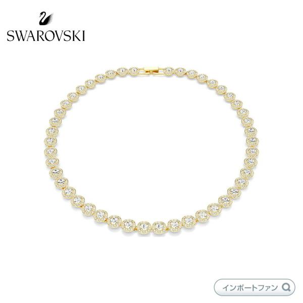 スワロフスキー ウナ エンジェリック テニス ネックレス ラウンドカット ホワイト ゴールドトーン・プレーティング 5720505