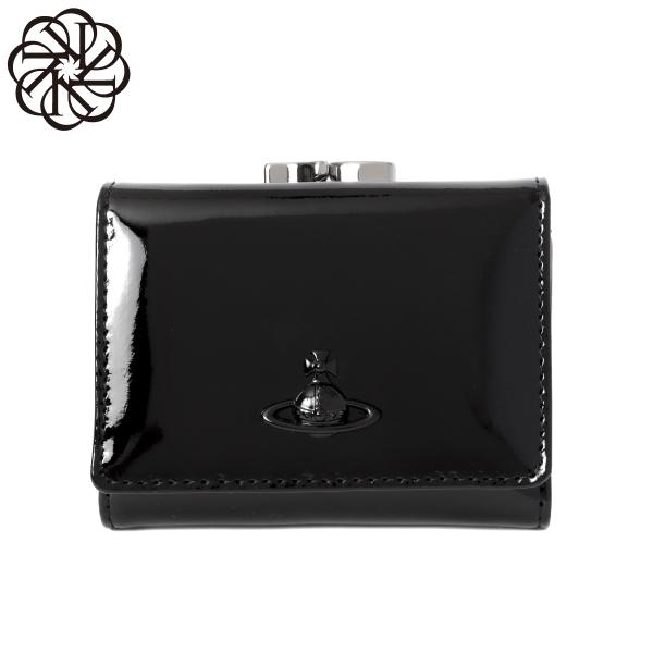 VIVIENNE WESTWOOD ヴィヴィアンウエストウッド SMALL FRAME WALLET がま口 三つ折り財布 5115002LW L00AU N404 BLACK ENAMEL ORB■ 素材  : パテントカウレザー■ 色 ...