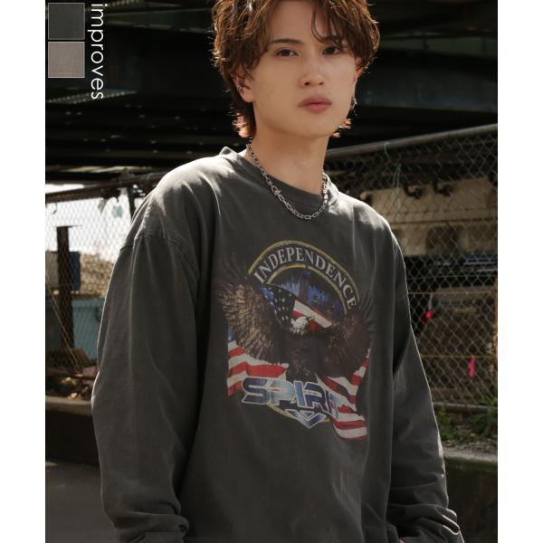 ▼アイテム詳細▼ヴィンテージのような風合いのボディとプリントが魅力のロンT。●コットン100%ボディに古着のような自然な色落ち具体のピグメント加工●落ち着いた雰囲気で男女年齢問わず使いやすいカラー展開●ゆったりとした身幅に大きめのアームホー...