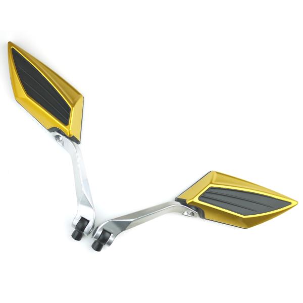 ○スポーティなバイクに似合うデザインです！○ミラー部分は折り畳み可能！○M10正ネジ、M8正ネジ、M10逆ネジ付属○多彩なカラーバリエーション○サイズ　ミラー部　最大長140mm　最大高50mm　ステー全長100mm★取付お勧め車種★　ホン...