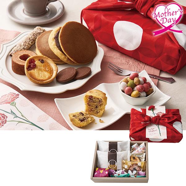 母の日 ギフト お菓子 和菓子 食べ物 七宝風呂敷包みスイーツギフト 型番:MFD-03A いなげや プレゼント 2026 70代 60代 メッセージカード 高級 人気【商品内容】ふっくらどら焼き×2個、ほくほく小豆のスイートポテト×1個、...