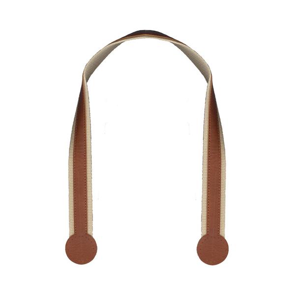 アクリルテープの上に合皮が乗った、縫い付け部分の丸がポイントのかわいい持ち手です。お子様の通園バッグ・レッスンバッグにも。・アクリルバーバリーテープ×合成皮革持ち手 手さげタイプ・全長:約40cm・幅:約2cm・2本組※ミシンではなく、縫い...