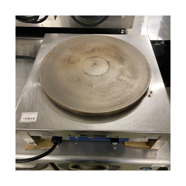 商品名：クレープ焼き機 寸法：W500×D500×H200 メーカー：ニチワ電機 型式：CM-410HSP 年式：2017年製 電源：単相200V ヘルツ不明 コンセントプラグ：あり ガス種： 重量：31kg 保証期間：納品日より12ヶ月(...