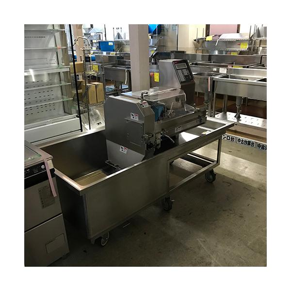 商品名：マイコンスライサー シンク付き 寸法：W1800×D900×H1280 メーカー：中西製作所 型式：MS1-04 年式：2024年製 電源：単相100V 50/60Hz共用 コンセントプラグ：あり 消費電力：0.95kW ガス種： ...