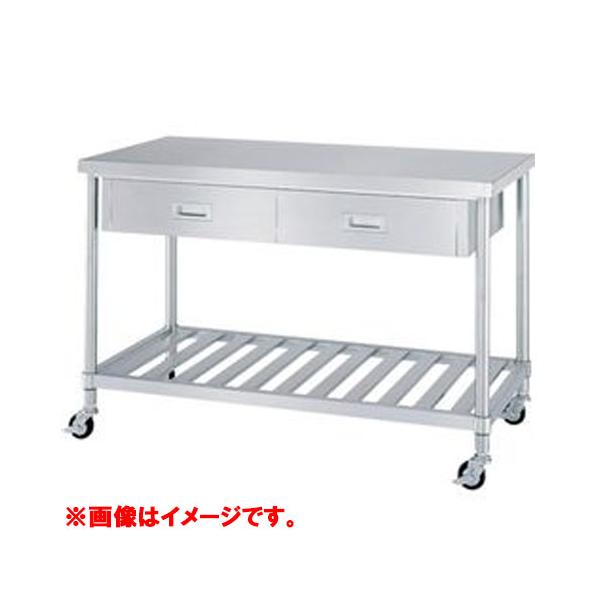 商品名：スノコ棚仕様　キャスター付引出付作業台　型式：WDSC-9045-U75サイズ：幅900×奥行450×高さ800(mm)質量：29.5kg材質：SUS430耐荷重（製品の質量も含みます）：ベタ棚・スノコ棚の製品：天板：150kg・棚...