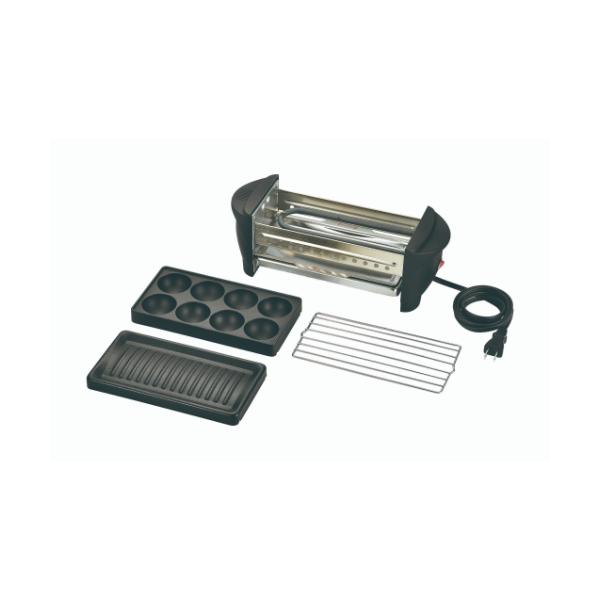 プレート2種類とアミがセットになって、焼き鳥・焼き肉・たこ焼き等の調理ができます。卓上で調理しながらあつあつを楽しめます。プレートは着脱式でお手入れ簡単!商品名：SL-1070 ソレイユ 家呑み屋台メーカー：カクセーメーカー品番：51250...