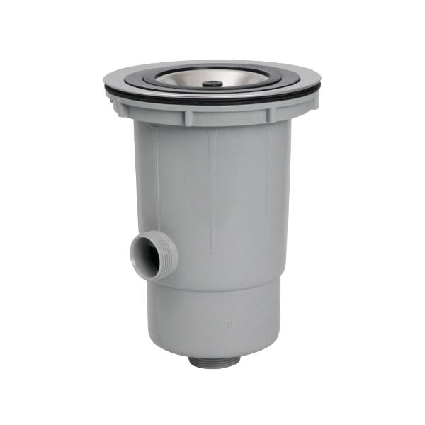 シンク用の深型排水トラップです。業務用シンクに広く使われています。防臭ワン、パイプの取外しができます。商品名：深型排水トラップ G1-1/2ネジ オーバーフロー付 ステンカゴ仕様  TO-195 Φ186×H258.6mmメーカー：SUGI...