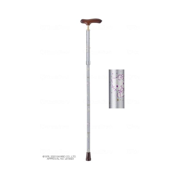 商品名：夢ライフステッキ スリムネック(ハローキティ)/シルバーメーカー：ウェルファンメーカー品番：010102-830-外形寸法：幅365×奥行40×高さ170(mm)お届け数：1重量：1本特長：○握り:木製○支柱:アルミ形状：○サイズ:...