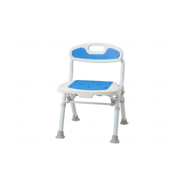 商品名：福浴 折たたみコンパクトシャワーチェア/ブルーメーカー：サテライトメーカー品番：514100-450-外形寸法：幅155×奥行650×高さ435(mm)お届け数：1重量：1台形状：○サイズ:幅41×奥行39~50×高さ57~69(2...