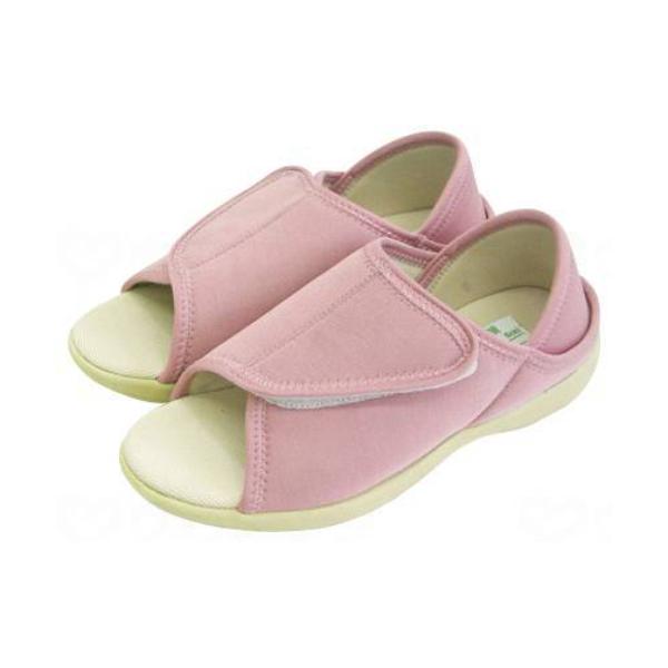 商品名：あし笑顔かかとが踏めるルームシューズオープントゥタイ/ピンク/Mメーカー：神戸生絲メーカー品番：921282-120-M外形寸法：幅210×奥行290×高さ115(mm)お届け数：1特長：素材○表:合成繊維○:底:合成底(EVA、ラ...