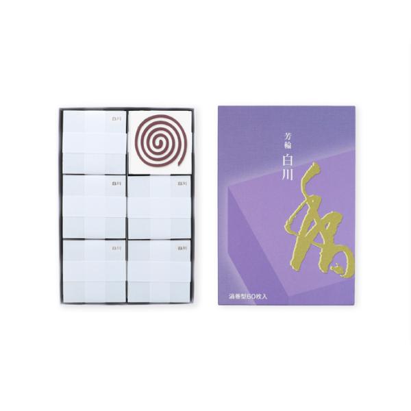 白檀の香りがふわりと広がり、すっきりとした残り香です。渦巻型60枚入のお徳用です。専用香台は付いておりません。燃焼時間が約2時間20分で、空気の流れの多い玄関や広い空間などでの使用がおすすめです。渦巻　直径 約55mm／内容量：60枚（パッ...