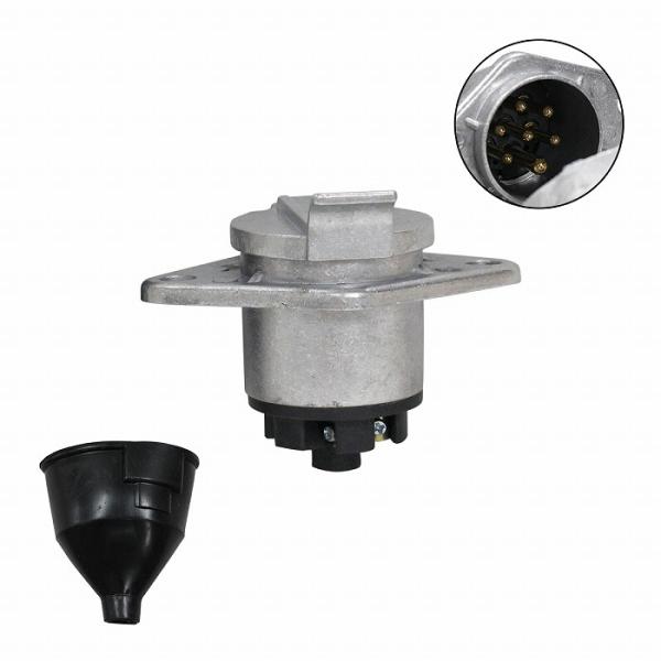 トレーラー牽引時の電装連結に必要となる7芯コネクターソケットの部品。●接合カプラーです。●日本流通サイズですので他社の(ソレックス・タグマスターなど）車両側カプラーにも問題なく使用出来ます。●軽量素材・クロームメッキ仕上げ！※他社の適合に付...