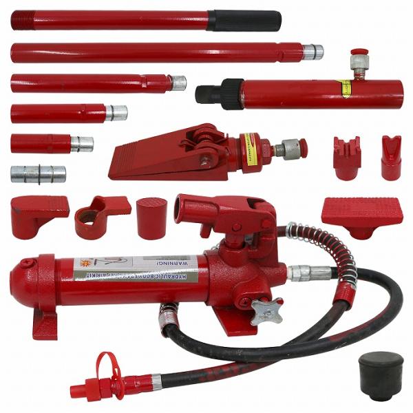 自動車ボディーフレームの修正や、ジャッキ作業に手軽に使えるジャッキセット。先端アタッチメントが豊富でいろんな部分に応用可能！ワニくちスプレッダーが付いて狭い場所の広げやジャッキアップに威力を発揮！！ケース入りで収納バッチリです。 ◆能力：4...