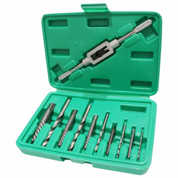 ・５種類サイズにドリル、タップハンドルが付いた11セットです！・歯がこぼれにくい、らせんの目が粗いタイプです。・対応サイズは幅広く、ミリネジM3-M12に対応！・付属のドリルはHSS(高速度工具鋼)なので、高速回転でご使用いただけます。・エ...