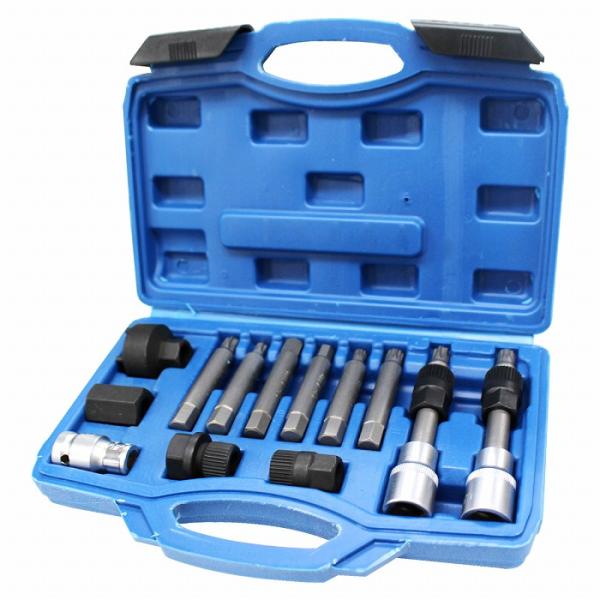 オルタネータープーリーを交換する際に必要な工具13点セットです。 様々な組み合わせのシャフトと六角アダプターが含まれていますので、ほとんどのオルタネーターのプーリー交換にお使いいただけます。 ※一部の車両を除く。■商品詳細差し込み角 1/2...
