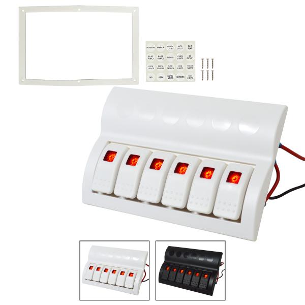 船上での操作をよりスマート・簡単に！DC12/24V兼用で、6回路分の分岐が可能です。【シンプルデザイン】どんな空間にも馴染むシンプルなデザインです。機能も一目瞭然！付属のスイッチ機能シールを貼ればどれが何のスイッチかすぐ分かります。【防水...