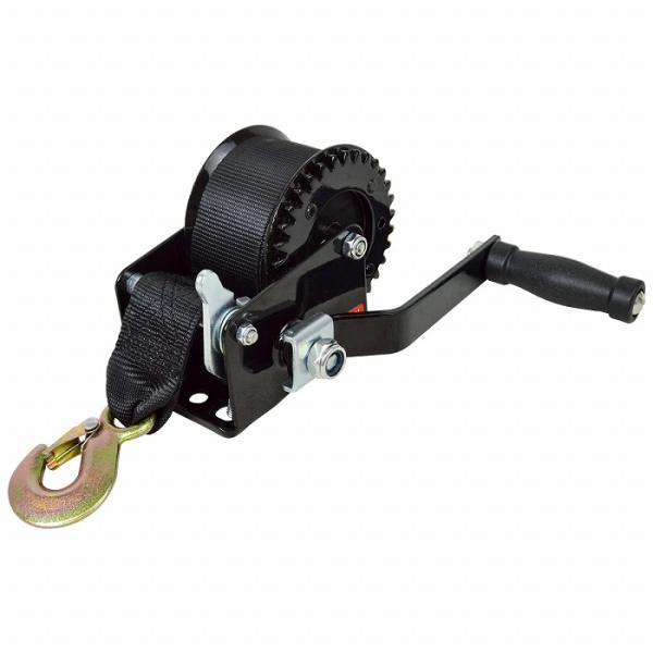 積み荷を傷つけにくいベルト式のハンドウインチです。バイク、ジェットスキー、ボート・水上バイク等の固定、積荷作業に最適！ワイヤーだと擦れて傷をつけてしまう場面でも、ベルトだから軽減できます！高価なマリンジェットやボートなどのあまり傷つけたくな...