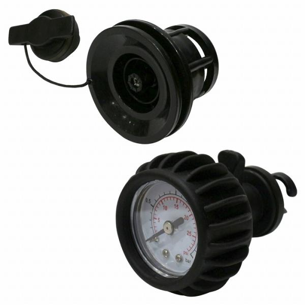 SUP、ゴム製ボートなどの空気圧を計るメーターです。●ボートの空気挿入口（バルブ）にはめるだけで、空気圧がゲージに表示されます。●測定範囲は0-2 BARまたは0-30 PSIの2パターン表示でデータの読み取りが簡単にできます。●高圧ハンド...