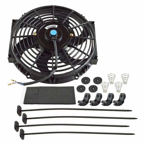 プル式(吸込み式)となっており、風を前方から後方へと効率的に吸い込むことで、エンジンの冷却効率を格段に上げることができます。汎用品のため、12V車でサイズが合えばほとんどの車に装着可能です。配線は2線式でとてもシンプルなので手間なく配線する...