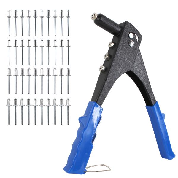 ・ハンドリベッターセット（リベット各10本セット　2.4mm/3.2mm/4.0mm/4.8mm）◆本体サイズ(約)：縦237mm×横125mm◆セット内容：本体、リベット各10本セット2.4mm/3.2mm/4.0mm/4.8mm、ノーズ...