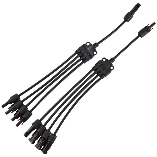 MC4型コネクター付きY型ケーブル　1セット　計2本セット内容：黒2本コネクタ：MC4型タイプ：4分配サイズ：画像参照