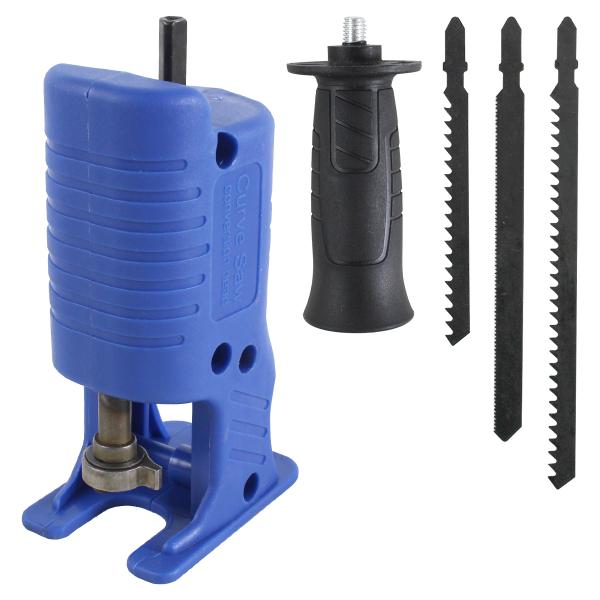 ・電動ドリルアタッチメント・レシプロソー・替刃3種セット■サイズ本体：約14.5cm×約7.6cm×約5.4cm（シャフト径：約0.8cm）替え刃（3本セット）・約10cm・約13.2cm・約15.2cmハンドル：約10cm※素人採寸のため...