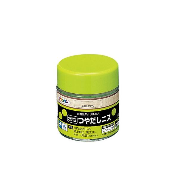 ●水彩絵の具やポスターカラーの上に塗っても色がにじまず、美しいつやに仕上がります。●速乾性で塗りやすい、つやあり透明ニスです。●屋内の木工品、粘土細工、紙工作、ホビーなどに。●乾燥時間目安（分）：夏　10〜20　　冬　20〜50