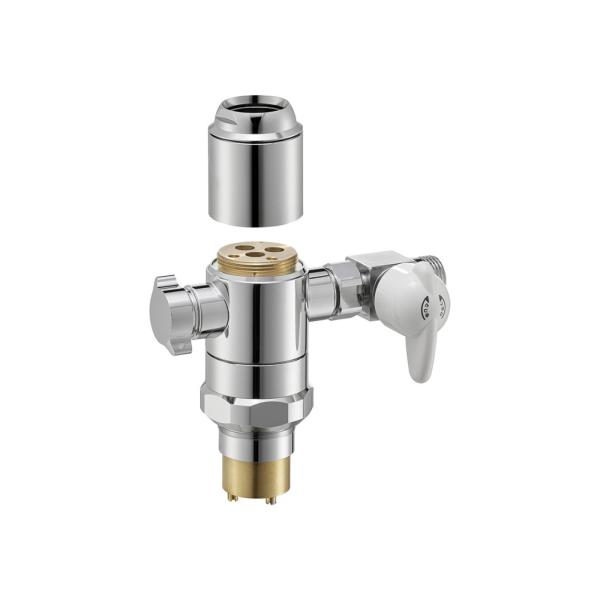 ●SANEI製のキッチン用シングルレバー混合栓を分岐する際に使用する金具です。●湯側・水側、同時に分岐が可能です。また、分岐口は360度回転させることができるのでお好みの位置に取り付けが可能です。※用途に合わせて接続用のニップルをご用意して...