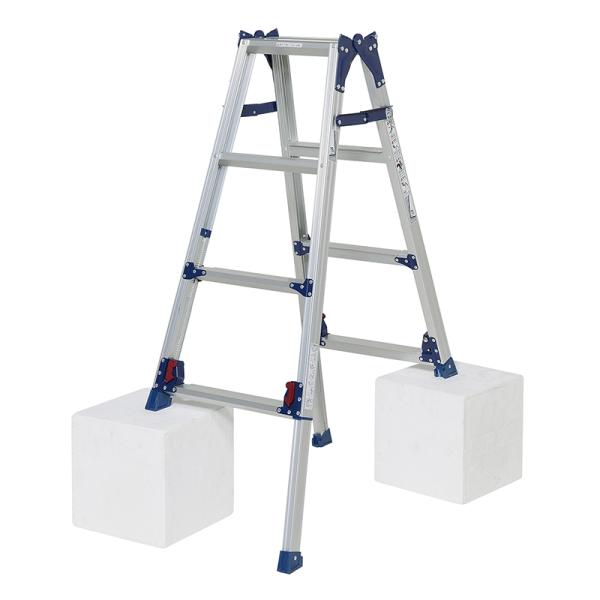 ●最大段差が約31cmまで対応できるスタンダードタイプ「特許登録済」●ダブルロック機構●アルマイト仕上げの軽量タイプ●天板寸法／303×172mm●四脚アジャスト式脚立●天板の高さ：0.94〜1.25m●はしごの長さ：2.02〜2.66m●...