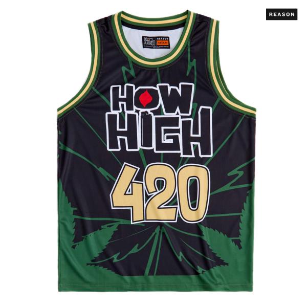 REASONよりメソッドマン&amp;レッドマン主演でお馴染みのスモークムービー"HOW HIGH"コラボレーションアイテム！インパクトあるデザインのバスケットボールジャージ。同時リリースのショーツとセットアップコーデも可能です！