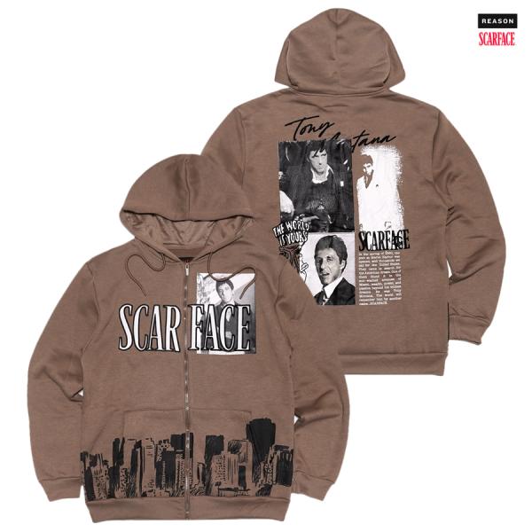 REASONから今なお熱狂的なファンによって支持されている傑作映画"スカーフェイス"とのオフィシャルコラボアイテムが入荷！ハイセンスなデザインが支持を受け、各種メディアでの紹介や、有名ブランドとのコラボ等でも注目されているストリートブランドです。
