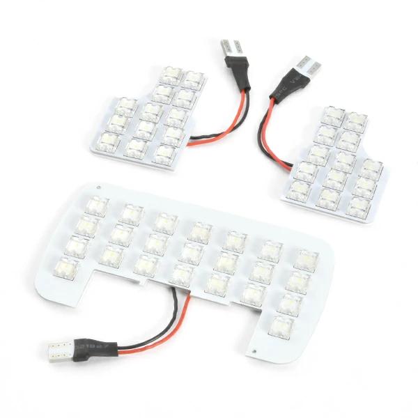 RIDER1746【セット内容】フロント：13発×2 端子形状：T10(裏面両面テープ無し)センター：23発×1 端子形状：T10合計3ピース49発(FLUX LED採用)【確認事項】純正LEDルームランプ装着車は取付不可車種によりゴースト...