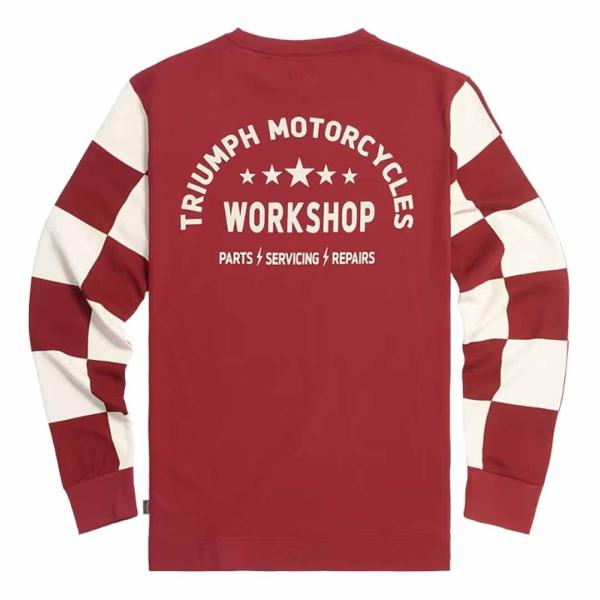 レースへの情熱に火をつけるためにデザインされた商品です。このプレミアム長袖Tシャツは、Triumph Workshopのアーチ型のグラフィックと大胆な市松模様のスリーブが特徴で、Triumph愛好家にとって傑出した作品となっています。ワッフ...