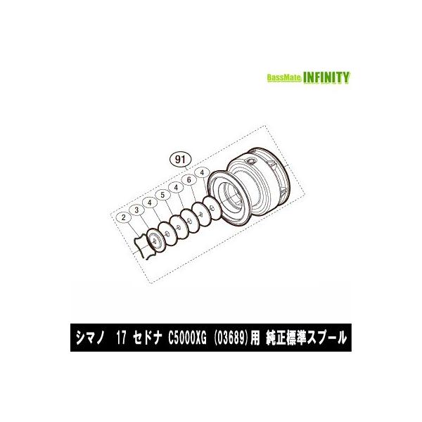 納期:1〜2週間程度でのご発送予定シマノ　17 セドナ C5000XG (03689)用標準スプール商品は画像91番のパーツ一式（2〜6番）となります。こちらの商品はメーカーへのパーツ発注手配の為、ご注文受付後のキャンセル及び返品は不可とな...